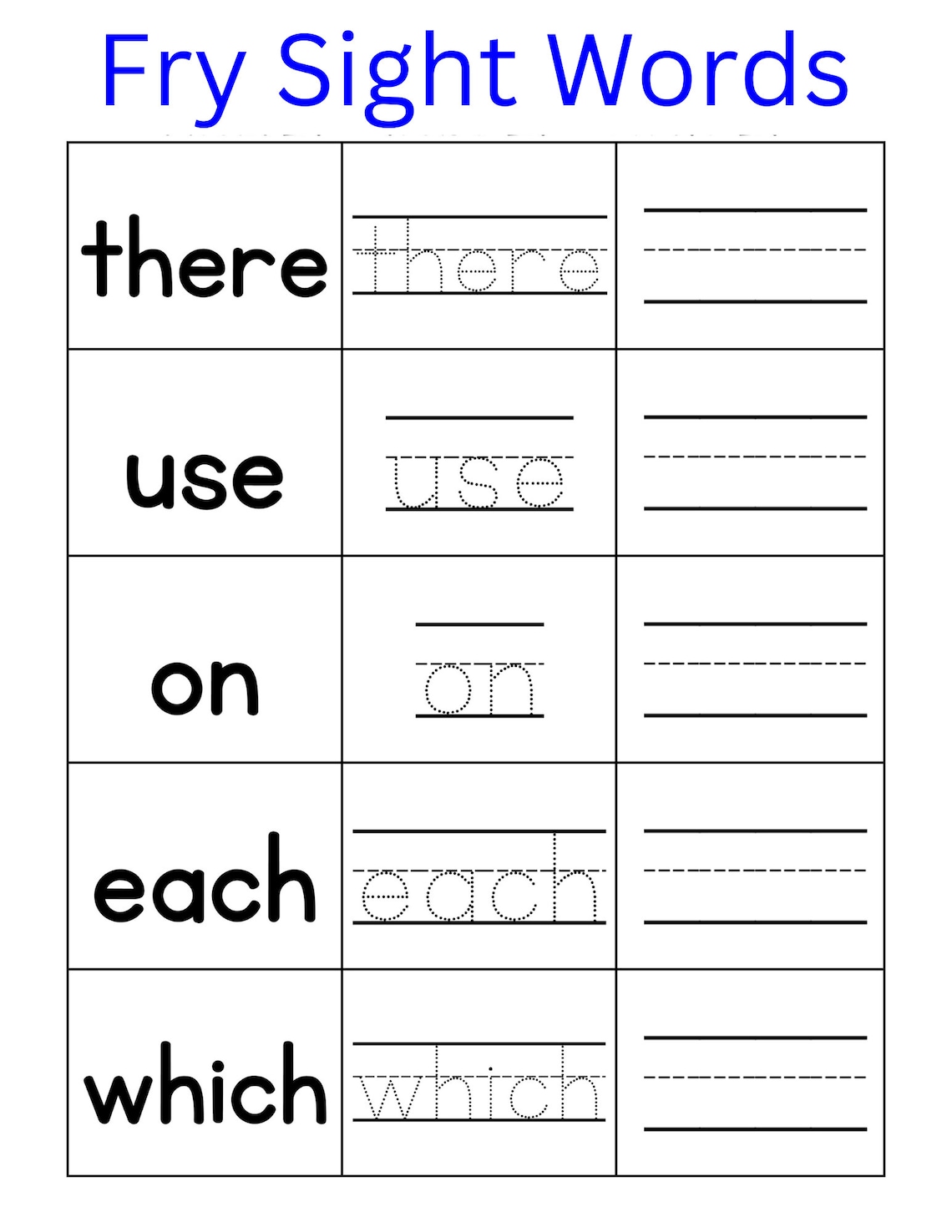 100 Printable Fry Hundred Sight Words, Kindergarten Sight Word, First ...
