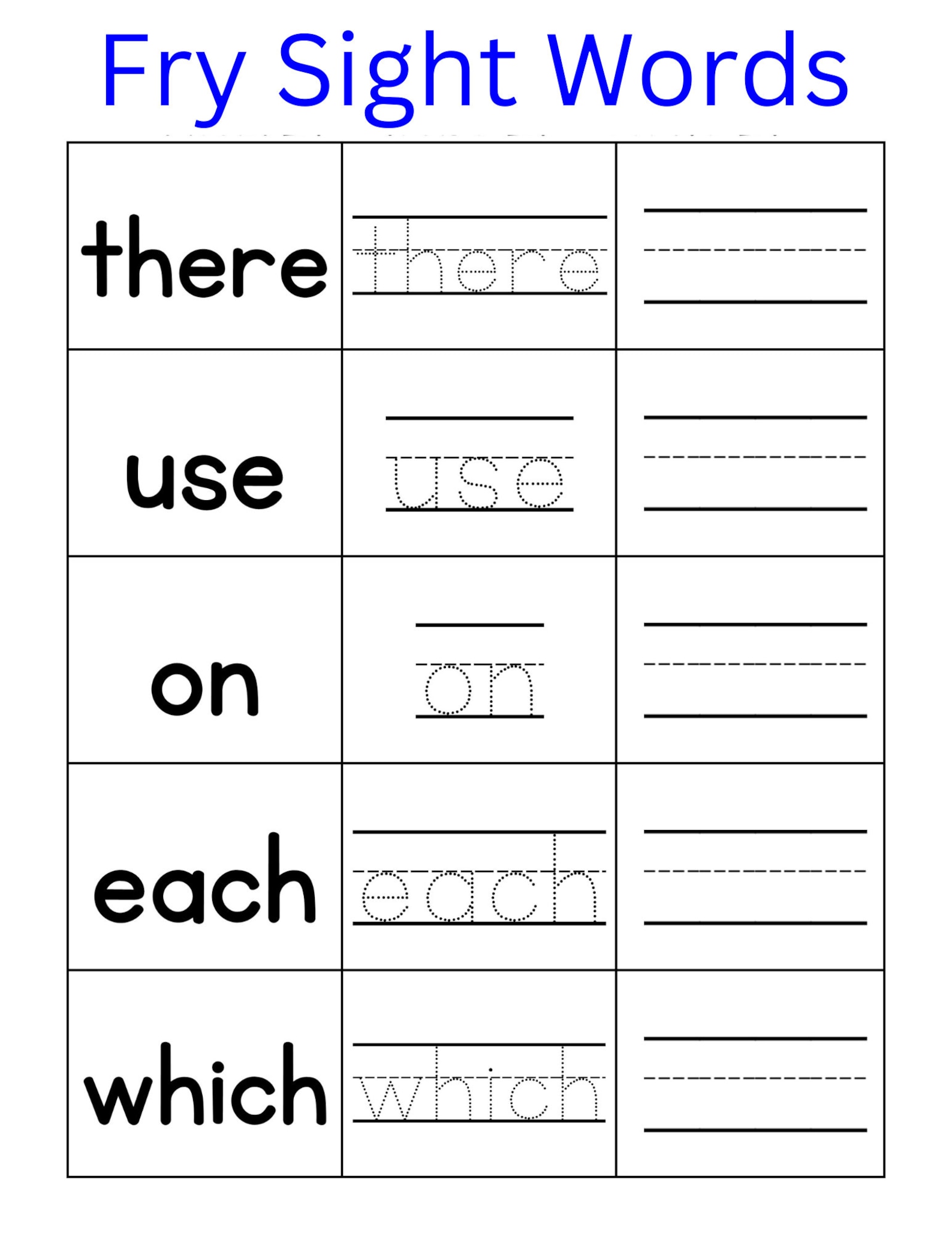 100 Printable Fry Hundred Sight Words, Kindergarten Sight Word, First ...