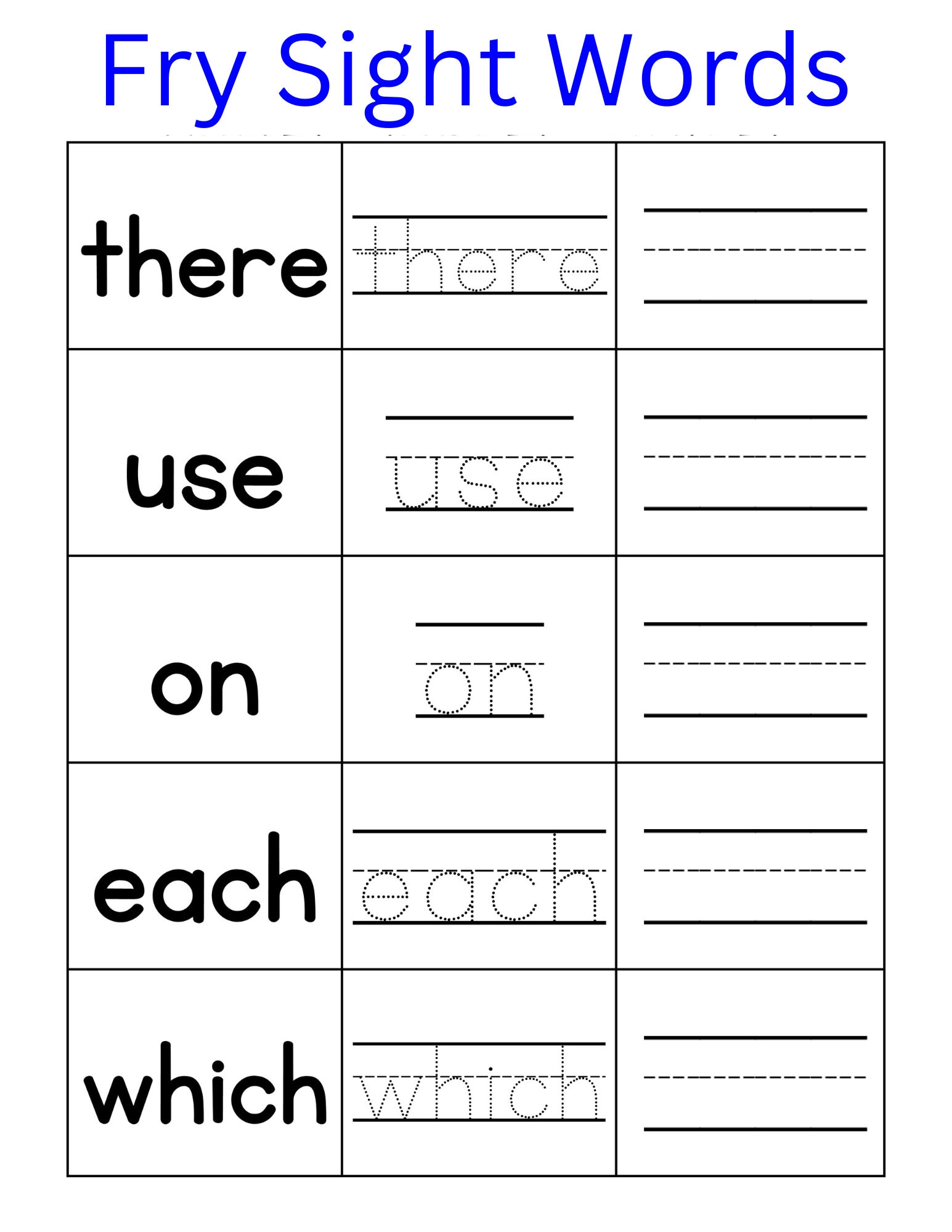 100 Printable Fry Hundred Sight Words, Kindergarten Sight Word, First ...