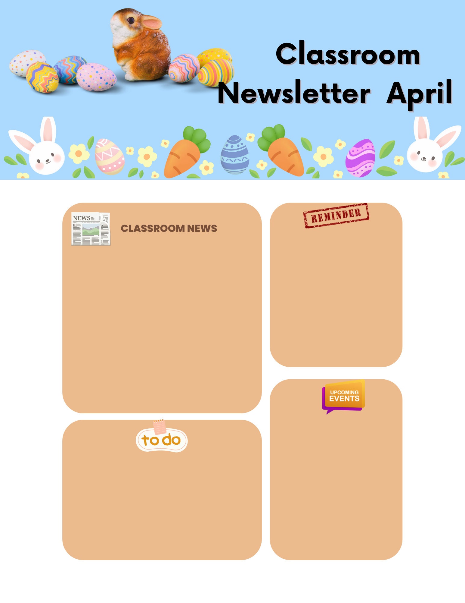 Editable Classroom Newsletter, Monthly Newsletter, Set of 12 Themed ...