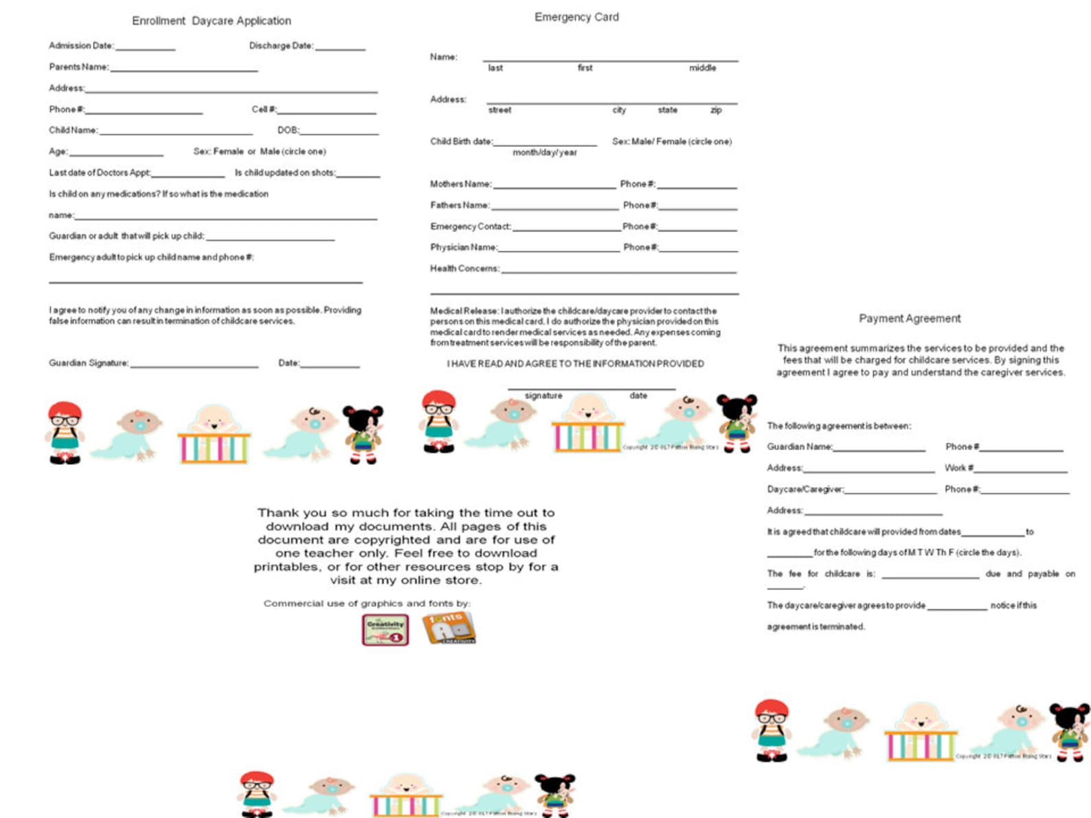 Daycare Enrollment, Daycare, Childcare Forms - Etsy