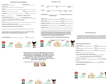 Daycare Enrollment Forms Childcare Enrollment Packet - Etsy