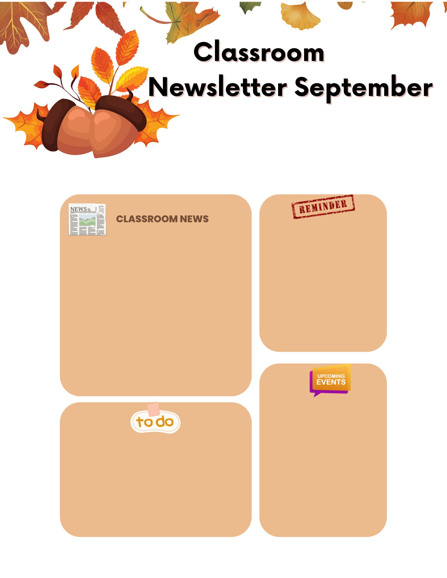 Editable Classroom Newsletter, Monthly Newsletter, Set of 12 Themed ...