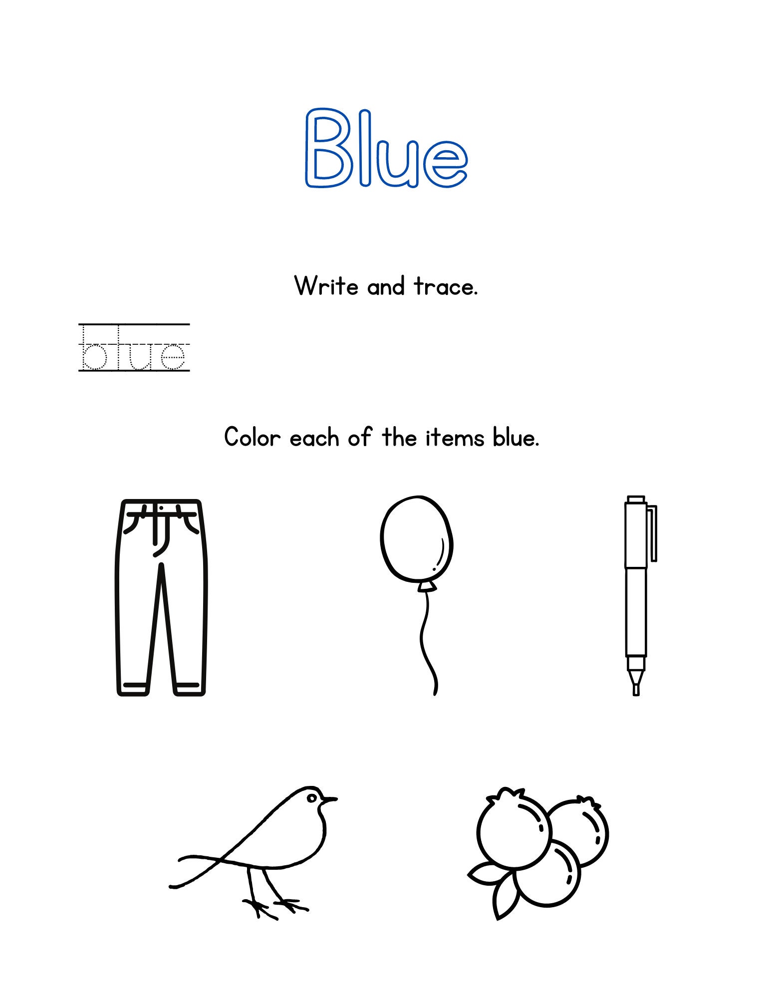Color Worksheet, Learning School Worksheet, Printable Kindergarten ...