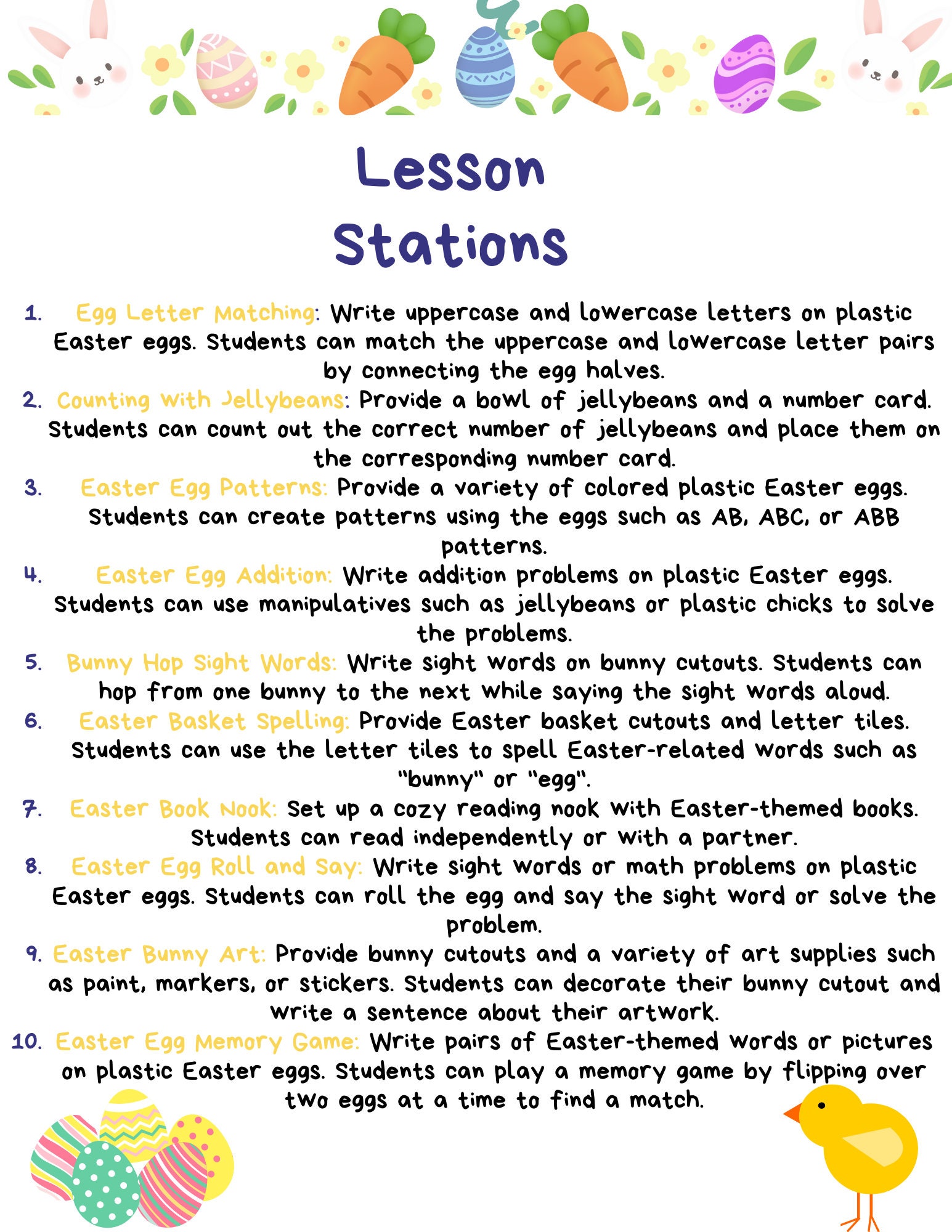 Easter Lesson Plan, Primary Grades Lesson, Easter Stations / Classroom ...
