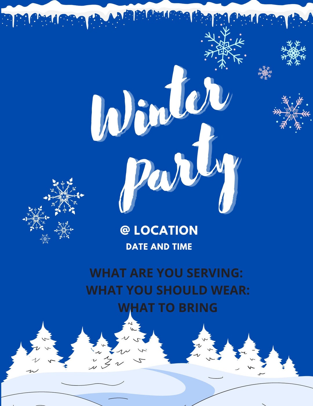 Editable Winter Party Flyer, School Flyer, Party Flyer, Winter Party ...