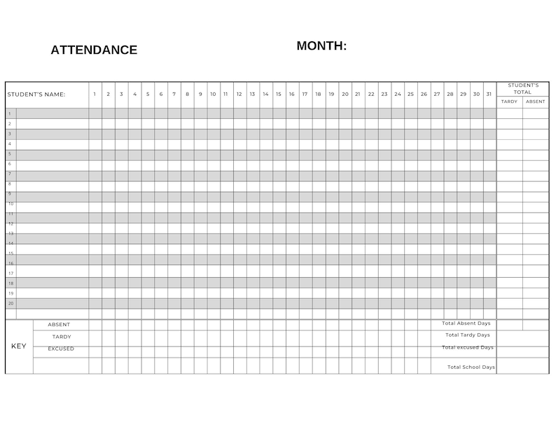 Attendance Chart, Class Chart, Class Attendance, Daycare, Childcare ...