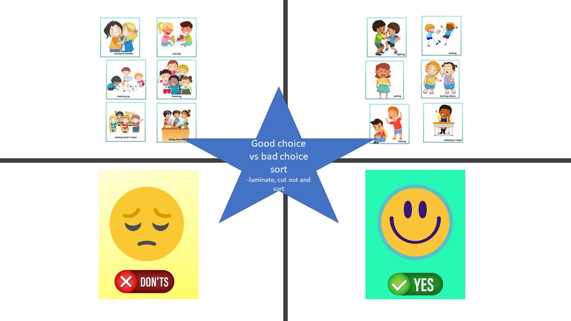 Classroom Rules \ Behavior Sort \ Good and Bad Choices \ Positive and ...