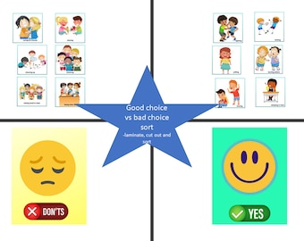Behavior Sort, Good and Bad Choices, Positive and Negative Behavior ...
