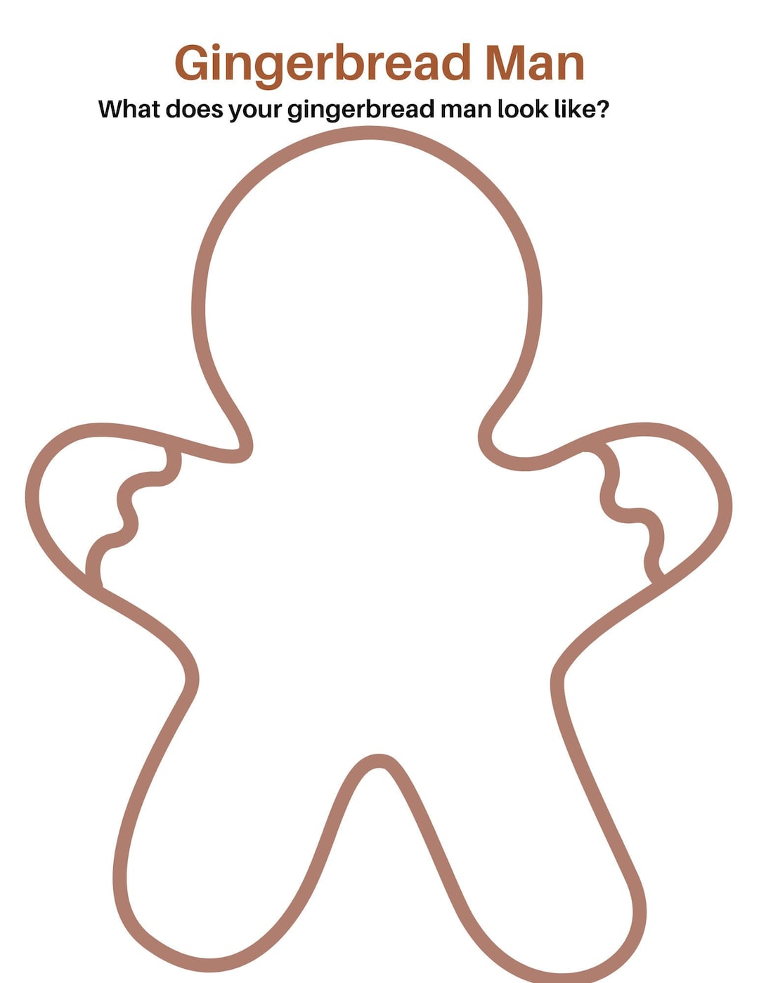 Gingerbread Man Template; Christmas Art; Gingerbread Cookie, Christmas ...