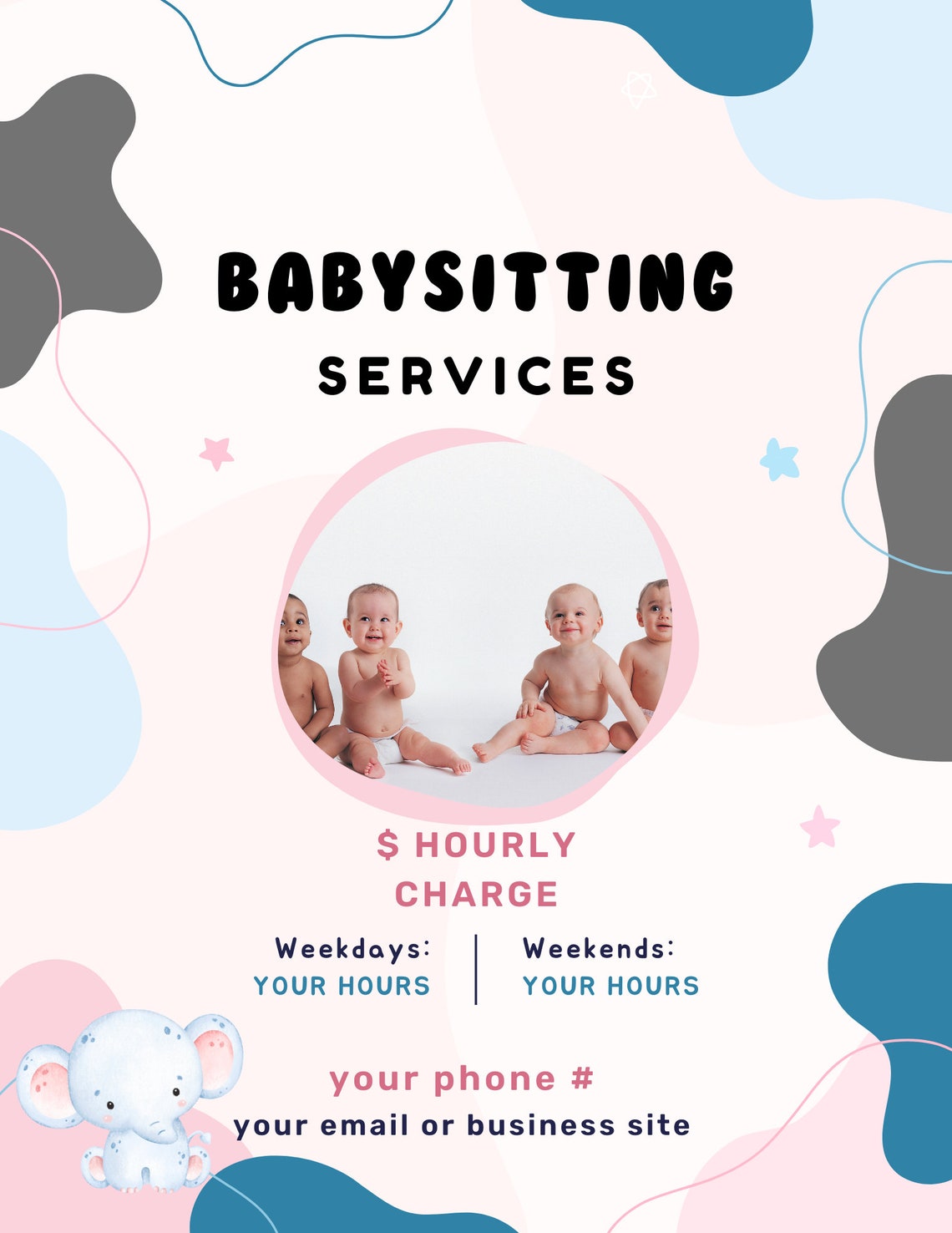 Editable Flyer Child Care Flyer Template, Baby Sitting, Playtime Theme ...