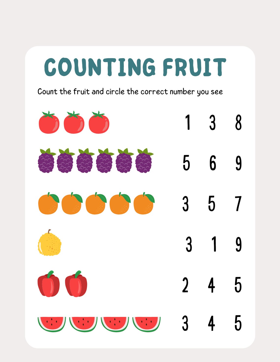 Counting Printables Preschool Math Elementary Math - Etsy