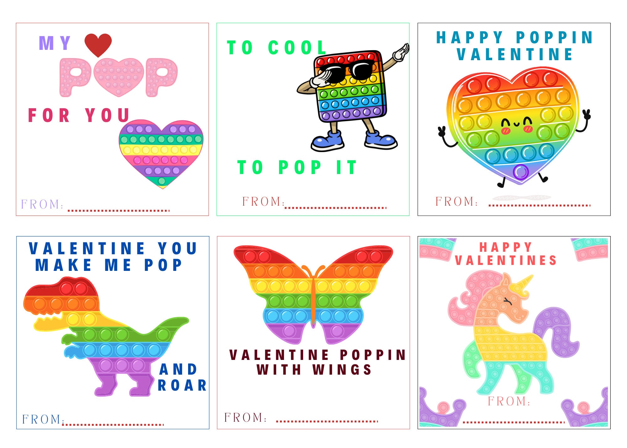 6 Pop It Valentine Cards - Pop It Valentine Printables / Pop IT ...