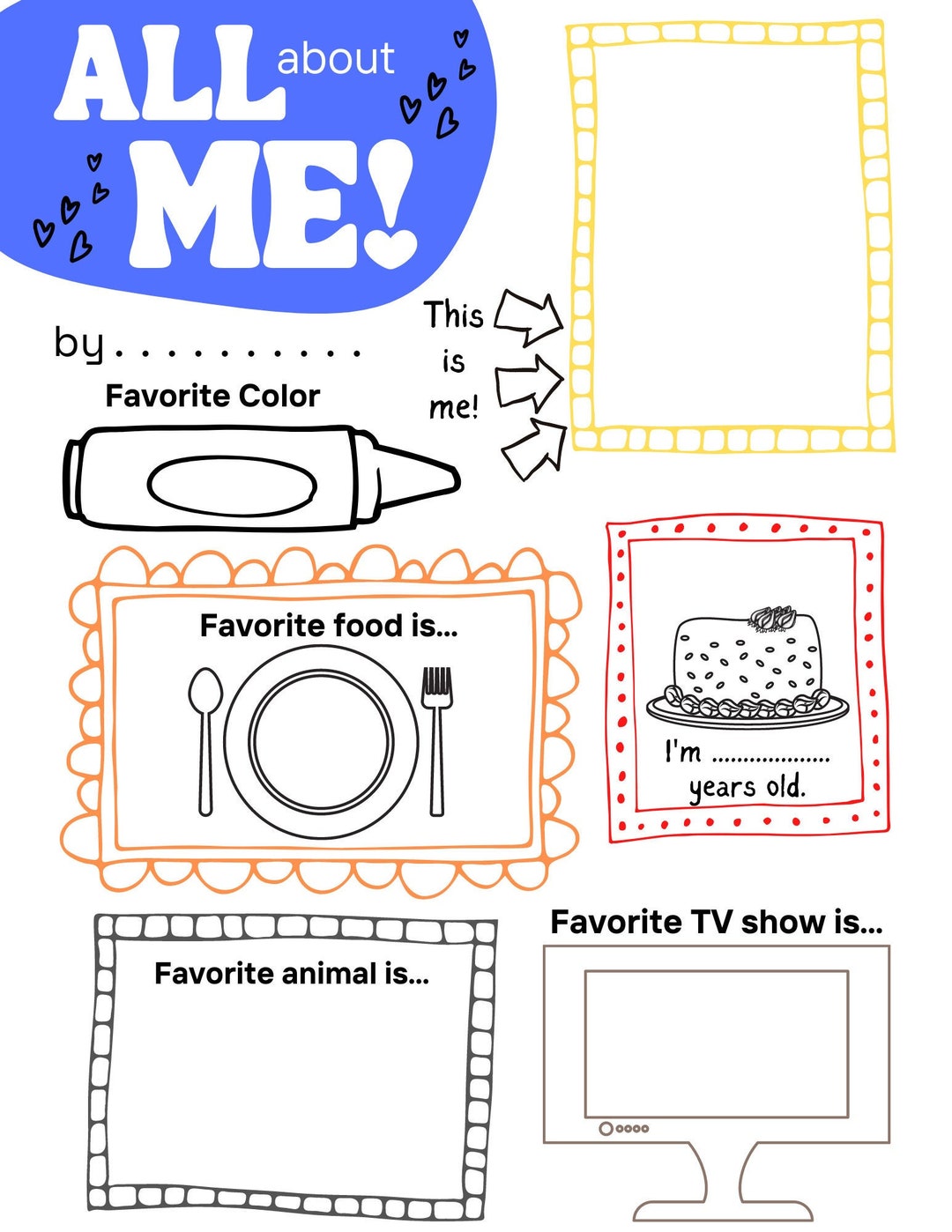 School Printable, Printable Page, All About Me, Kindergarten, Preschool ...