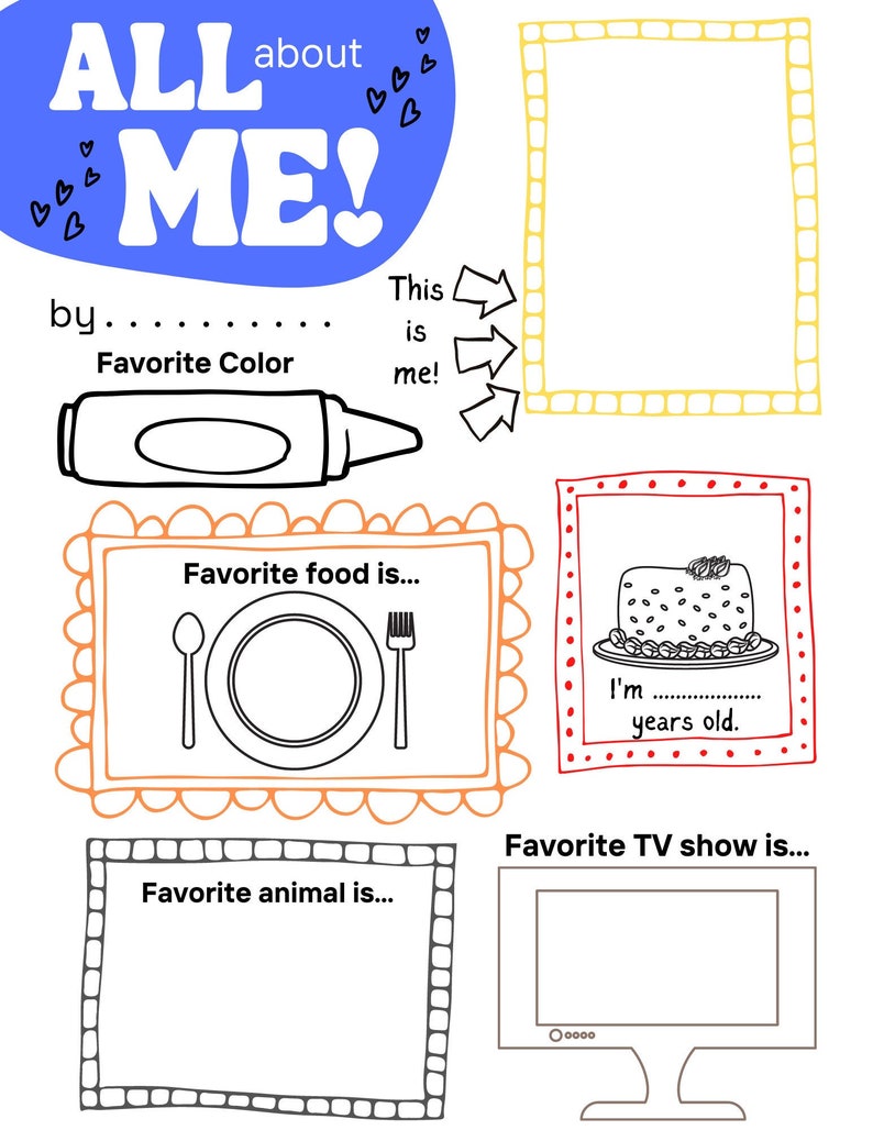 School Printable, Printable Page, All About Me, Kindergarten, Preschool ...