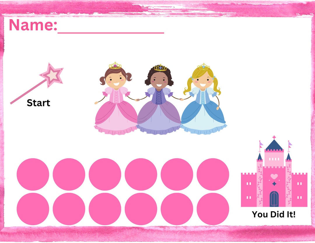 Princess Sticker Behavior Chart, Childcare, Daycare, Elementary, Take ...