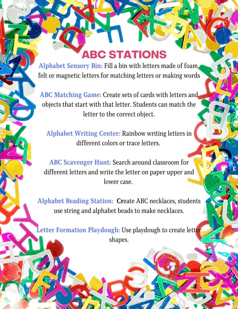 ABC Learning Stations, Kindergarten Lesson Plan, Primary Lessons ...