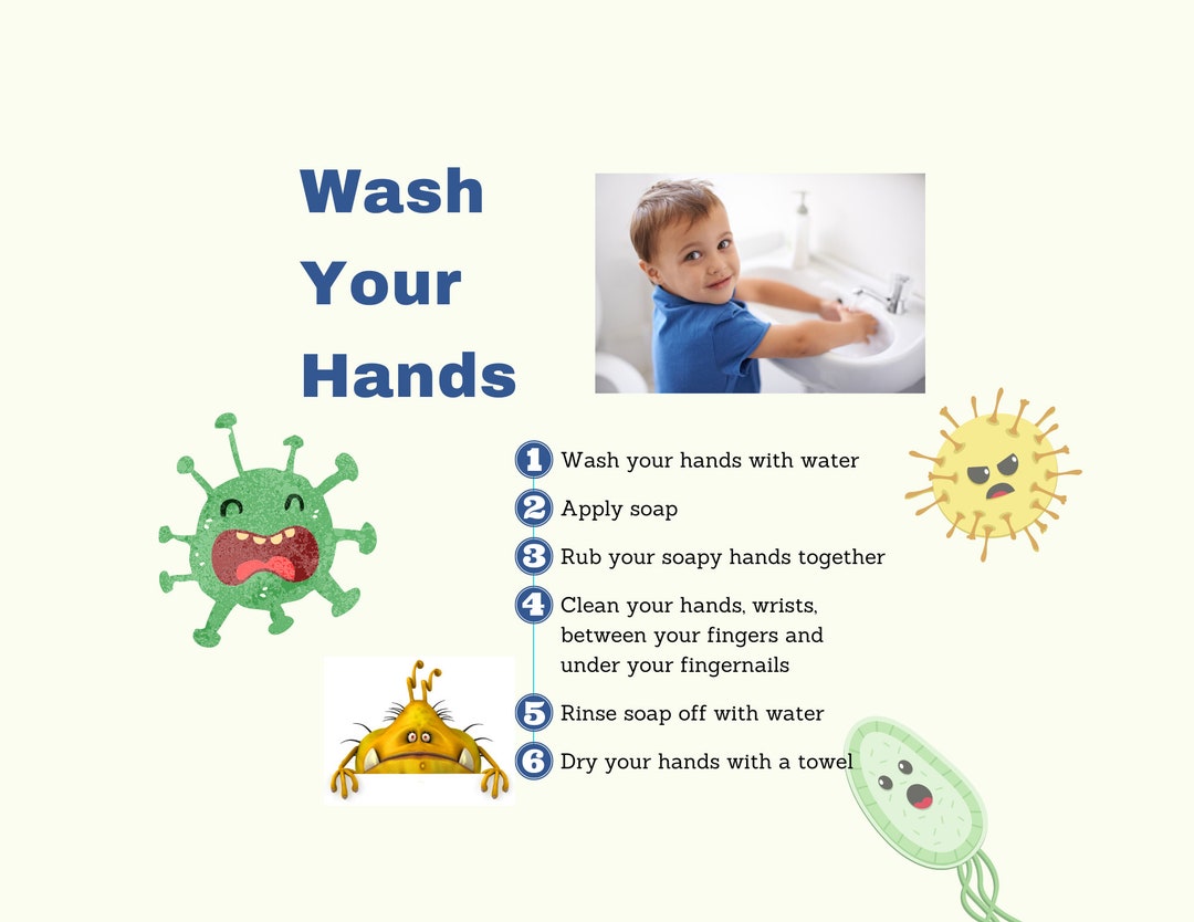Wash Your Hands Poster, Washing Hands Picture, Printable for Daycare ...