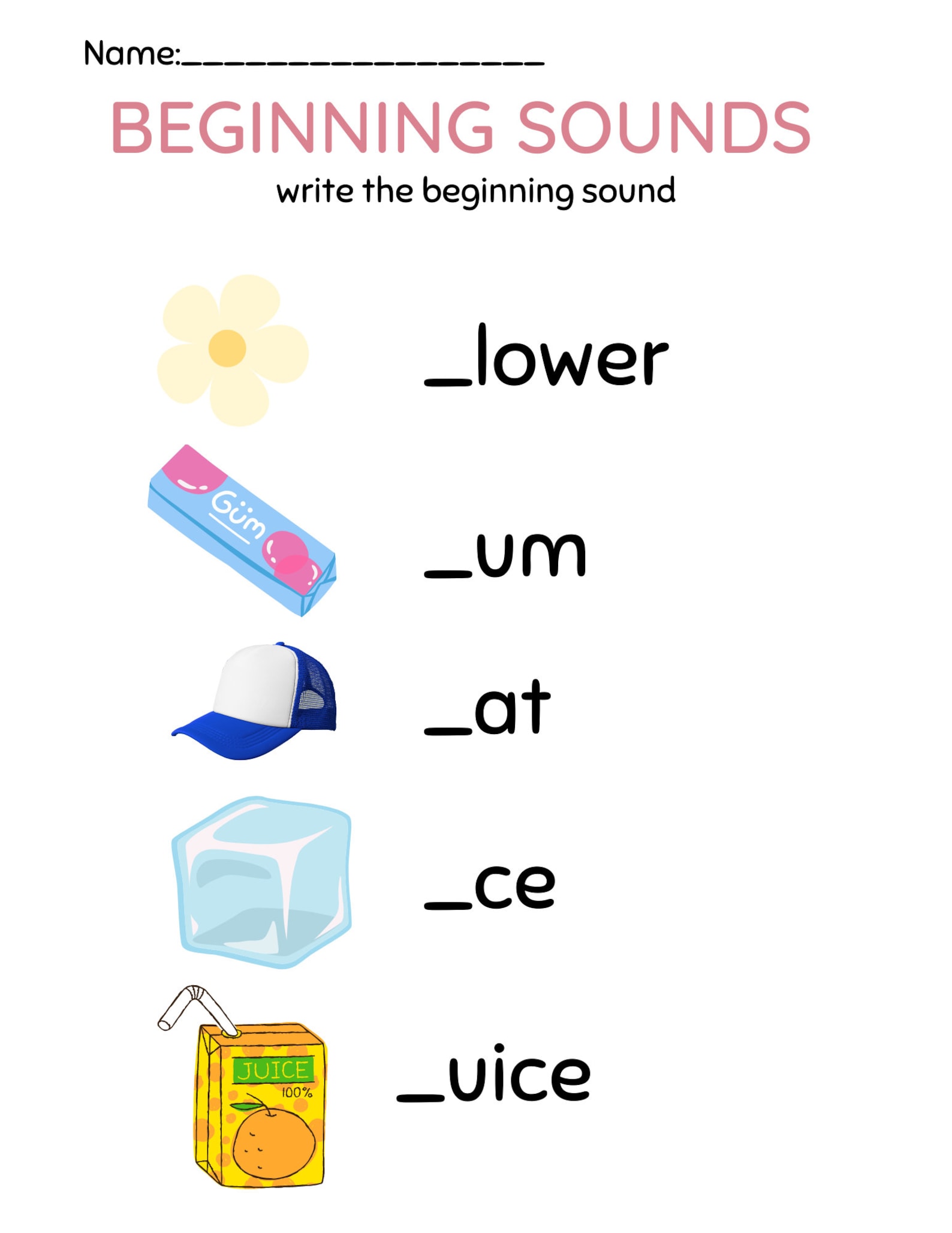 Beginning Sounds Worksheets, A-Z Sounds, Kindergarten, Preschool ...