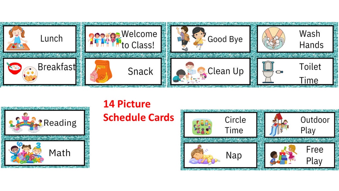 14 Schedule Cards for Classroom, Daycare Picture Schedule, Primary ...