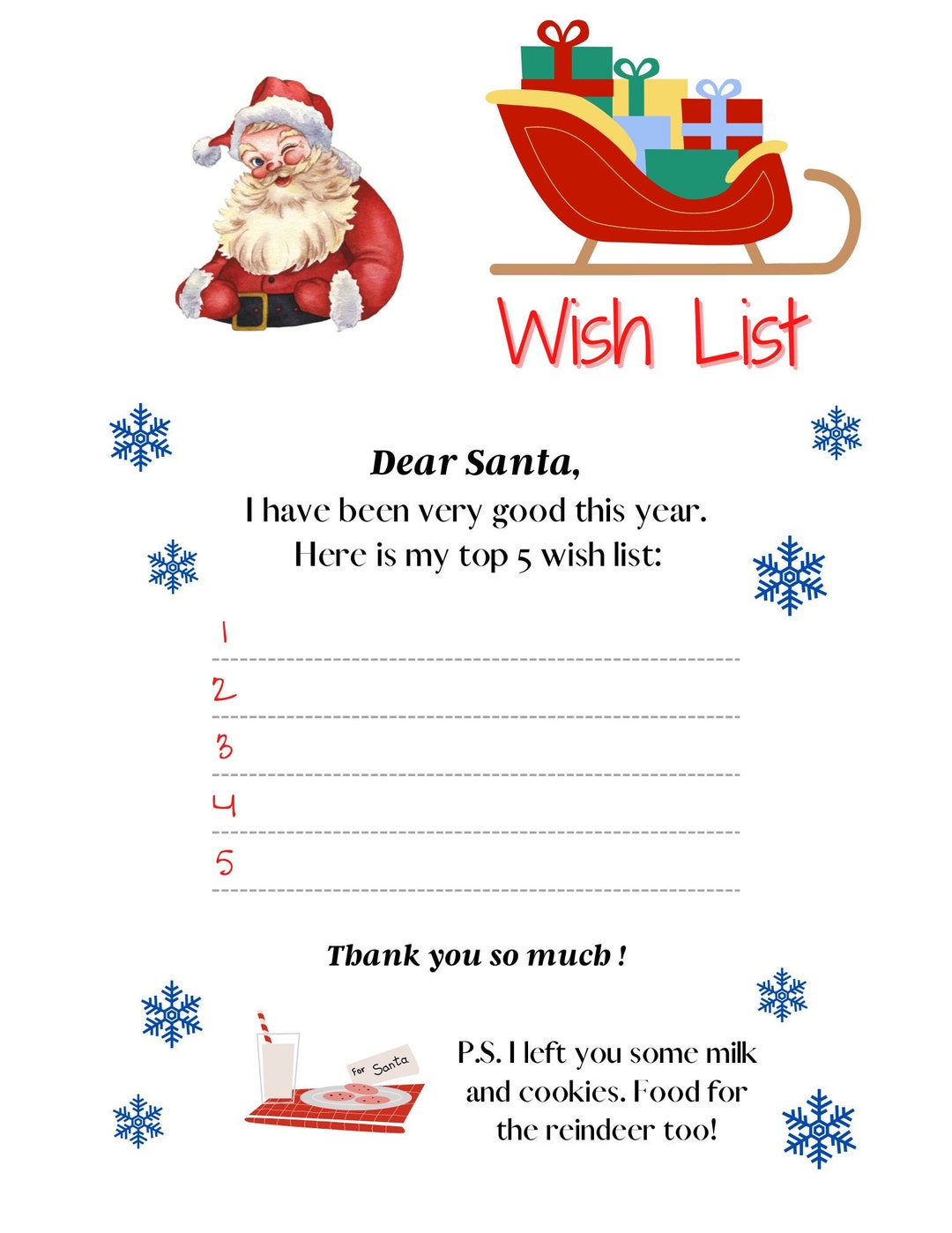 Buy Letter to Santa Printable Dear Santa Letter Christmas Wish List ...