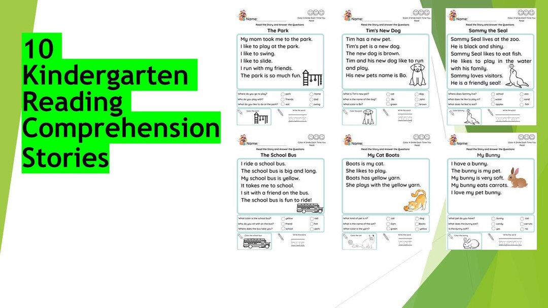 10 Kindergarten at Home Reading Worksheets / Comprehension Reading ...