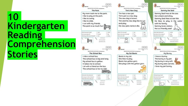 10 Kindergarten at Home Reading Worksheets / Comprehension Reading ...