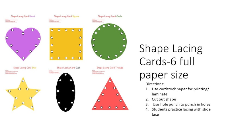 Shape Lacing Cards / Shape Lessons / Shape Activities / Kindergarten ...