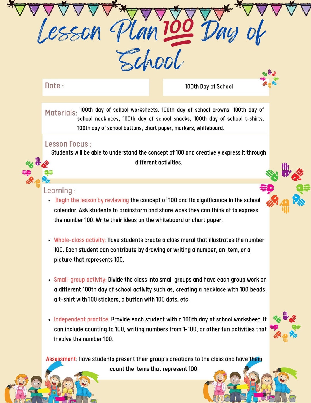 The 100th Day of School Lesson Plan, Primary Grades Lesson, 100th Days ...