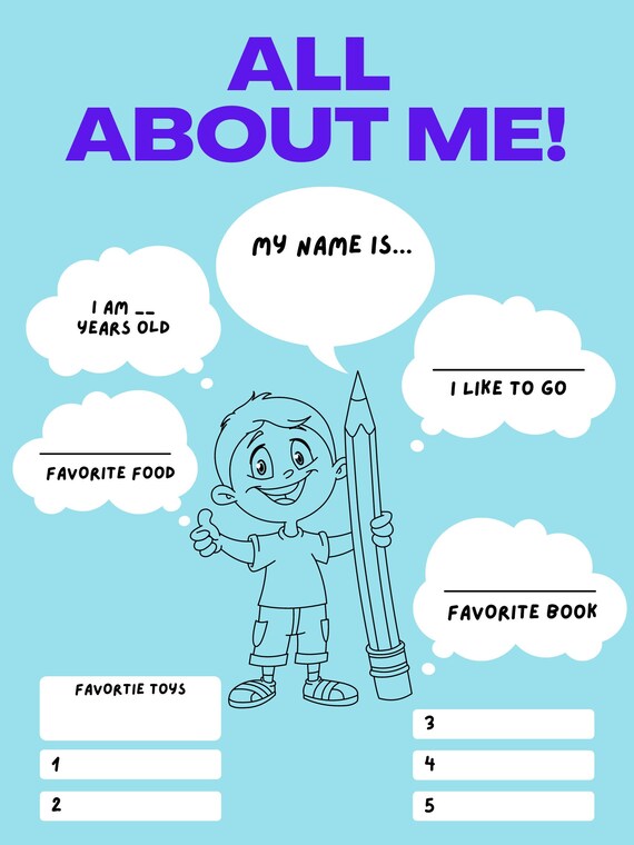 All About Me Boy Printable Elementary Worksheet Printable - Etsy