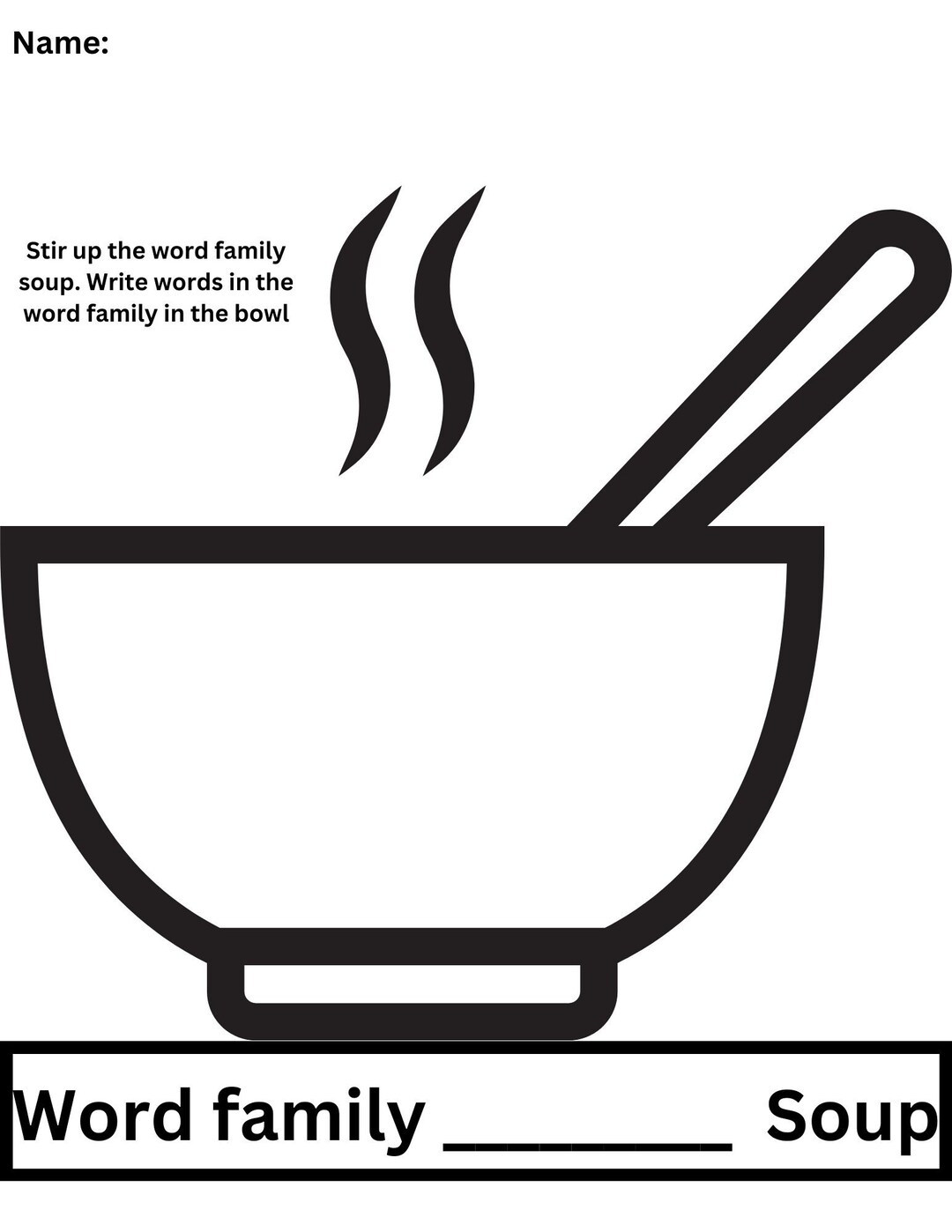 Word Family Digital Print Out Paper/ Learning Worksheet - Etsy