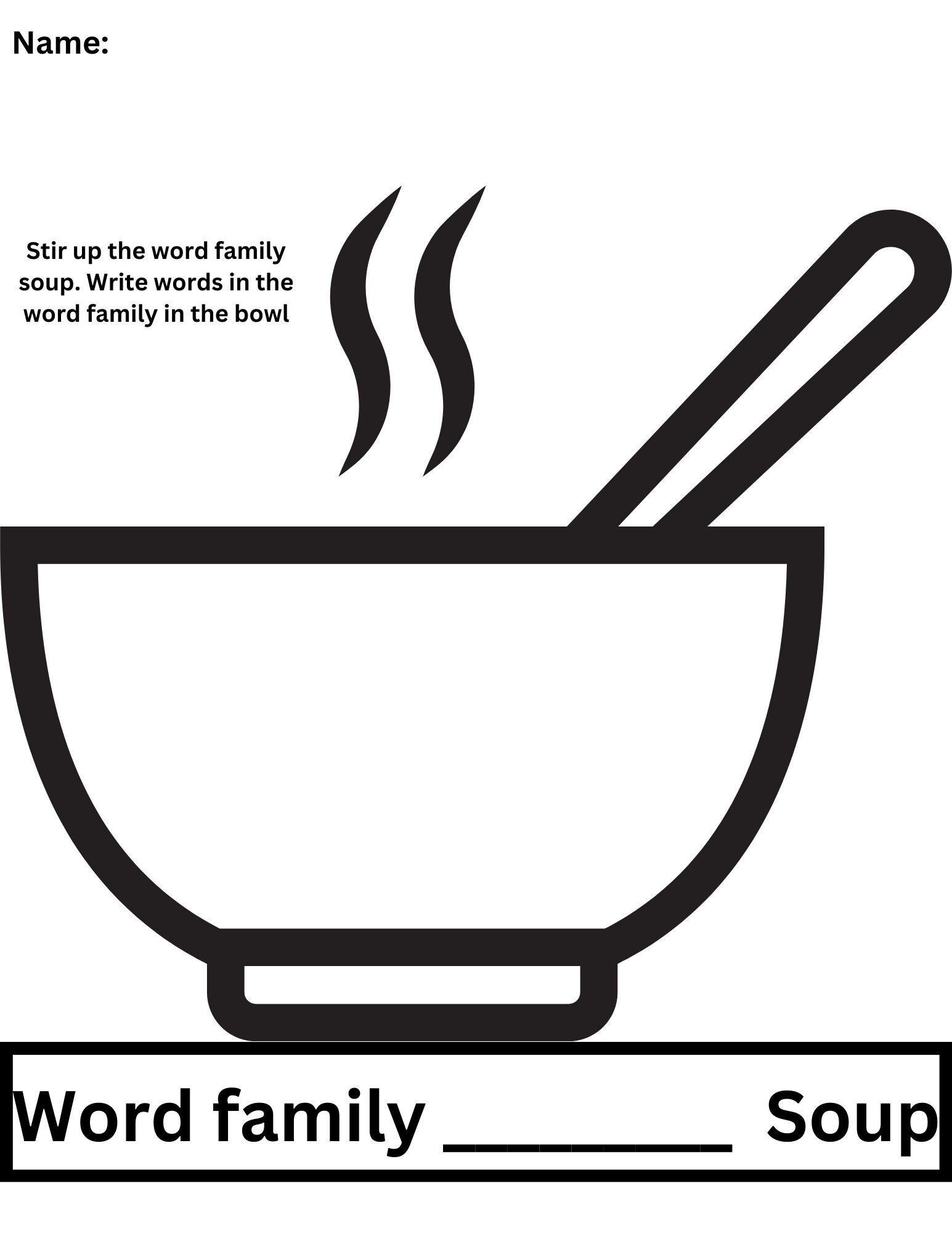 Word Family Digital Print Out Paper/ Learning Worksheet - Etsy