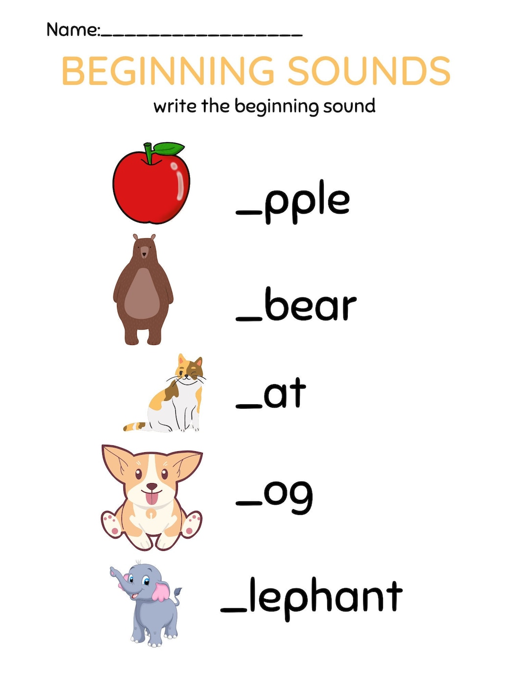 Beginning Sounds Worksheets, A-Z Sounds, Kindergarten, Preschool ...