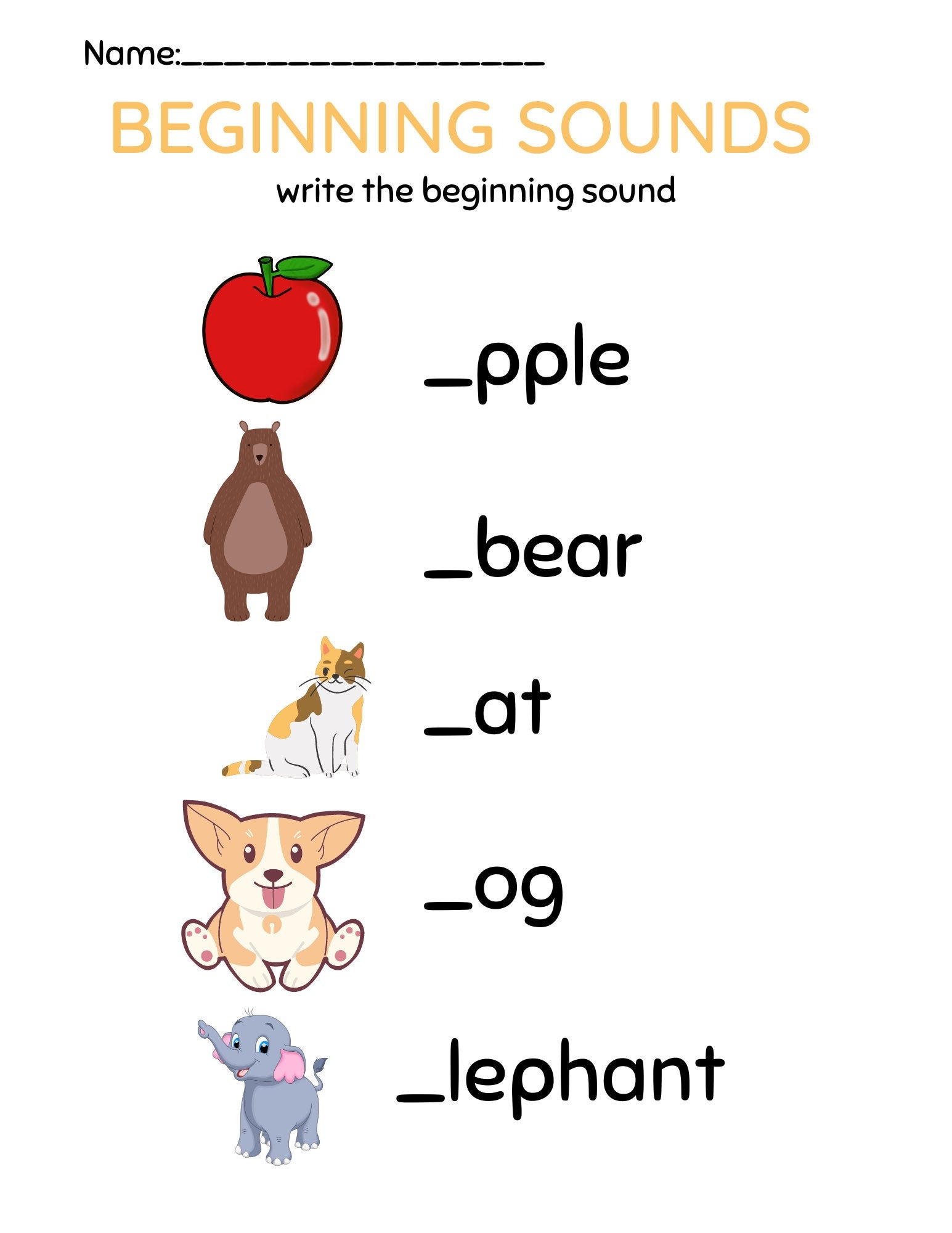 Beginning Sounds Worksheets, A-Z Sounds, Kindergarten, Preschool ...