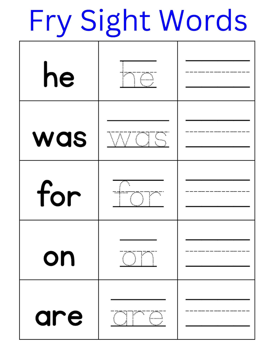 100 Printable Fry Hundred Sight Words, Kindergarten Sight Word, First ...