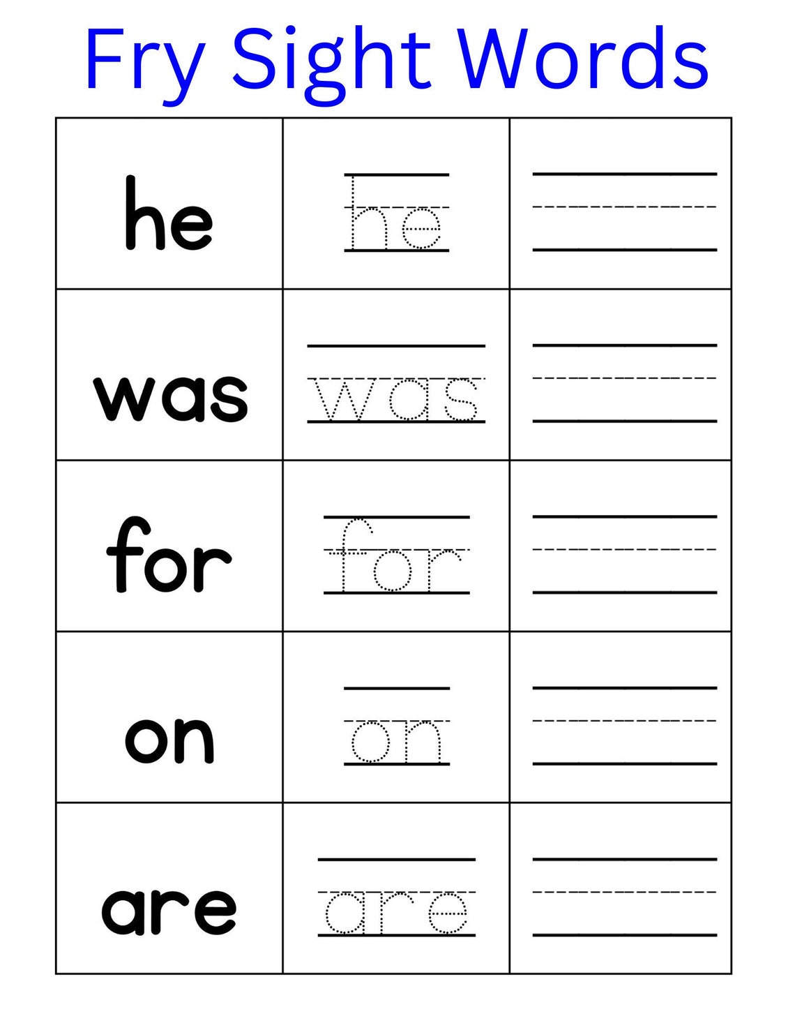 100 Printable Fry Hundred Sight Words, Kindergarten Sight Word, First ...