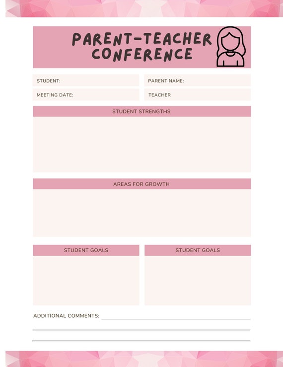 Parent Teacher Conference Form Teacher Conference Student - Etsy