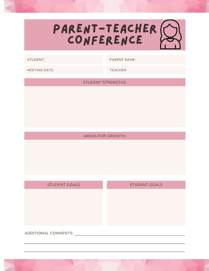 Parent Teacher Conference Form, Teacher Conference, Student Goals ...