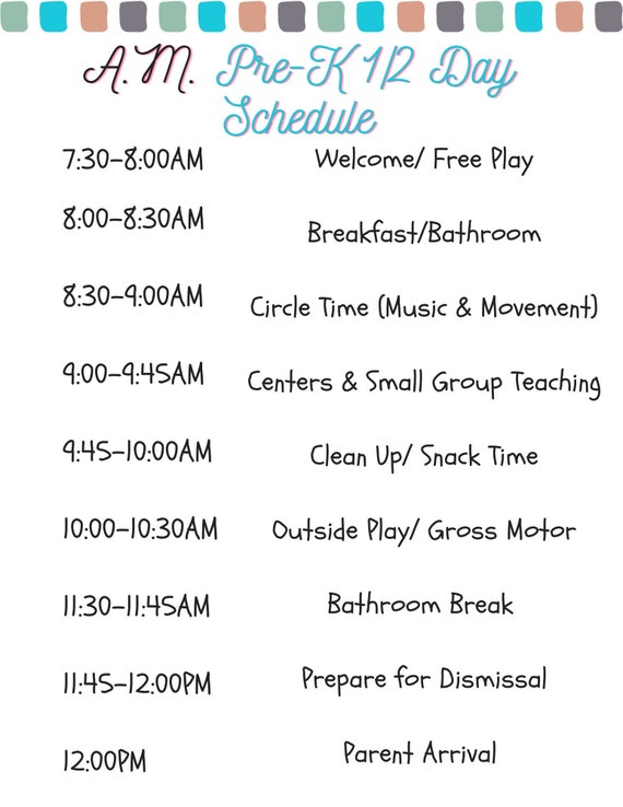 Preschool Schedule Pictures