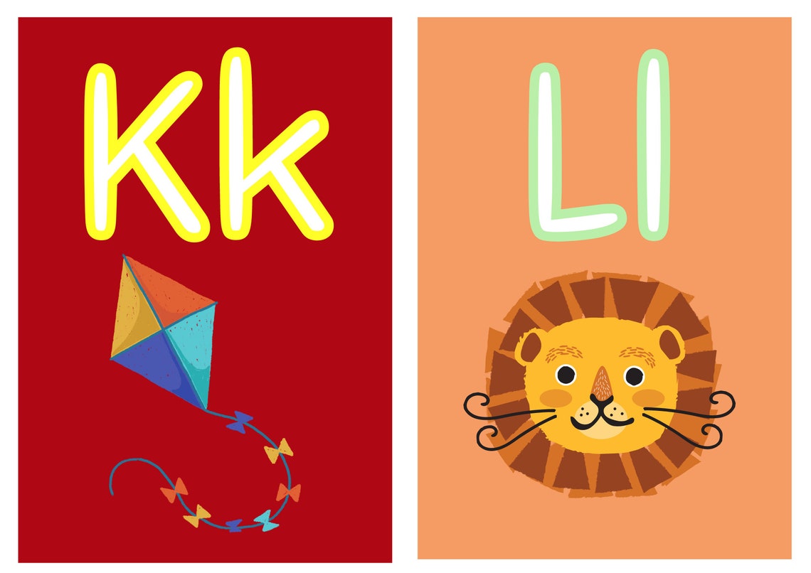 Alphabet Flash Cards ABC Flash Cards Abc Worksheet ABC - Etsy