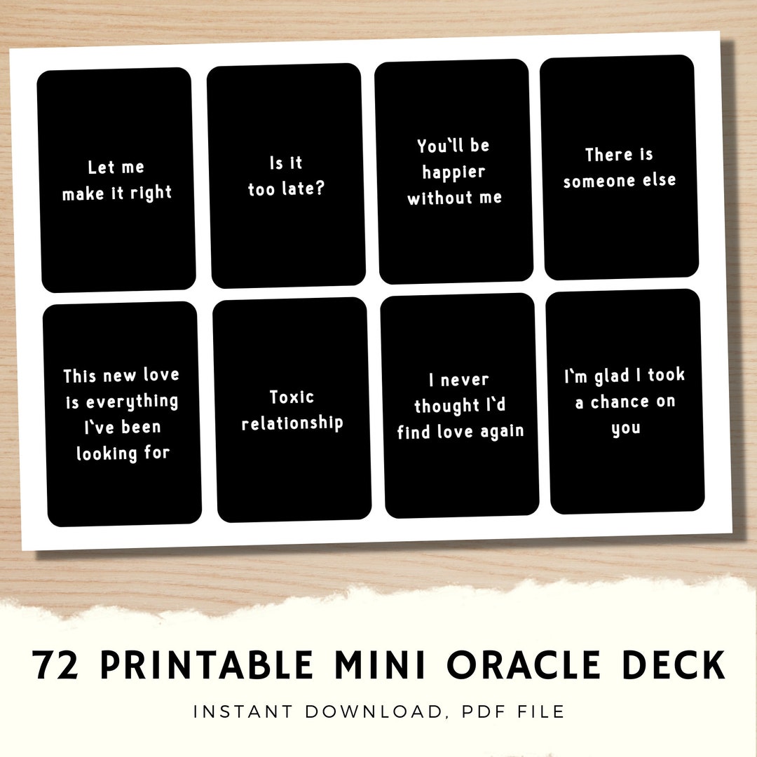 72 Printable Mini Oracle Card Deck, Message Oracle Card, Printable ...