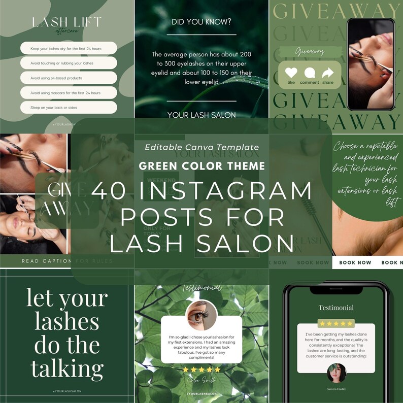40 Instagram Post Template Eyelash Tech Instagram Post - Etsy