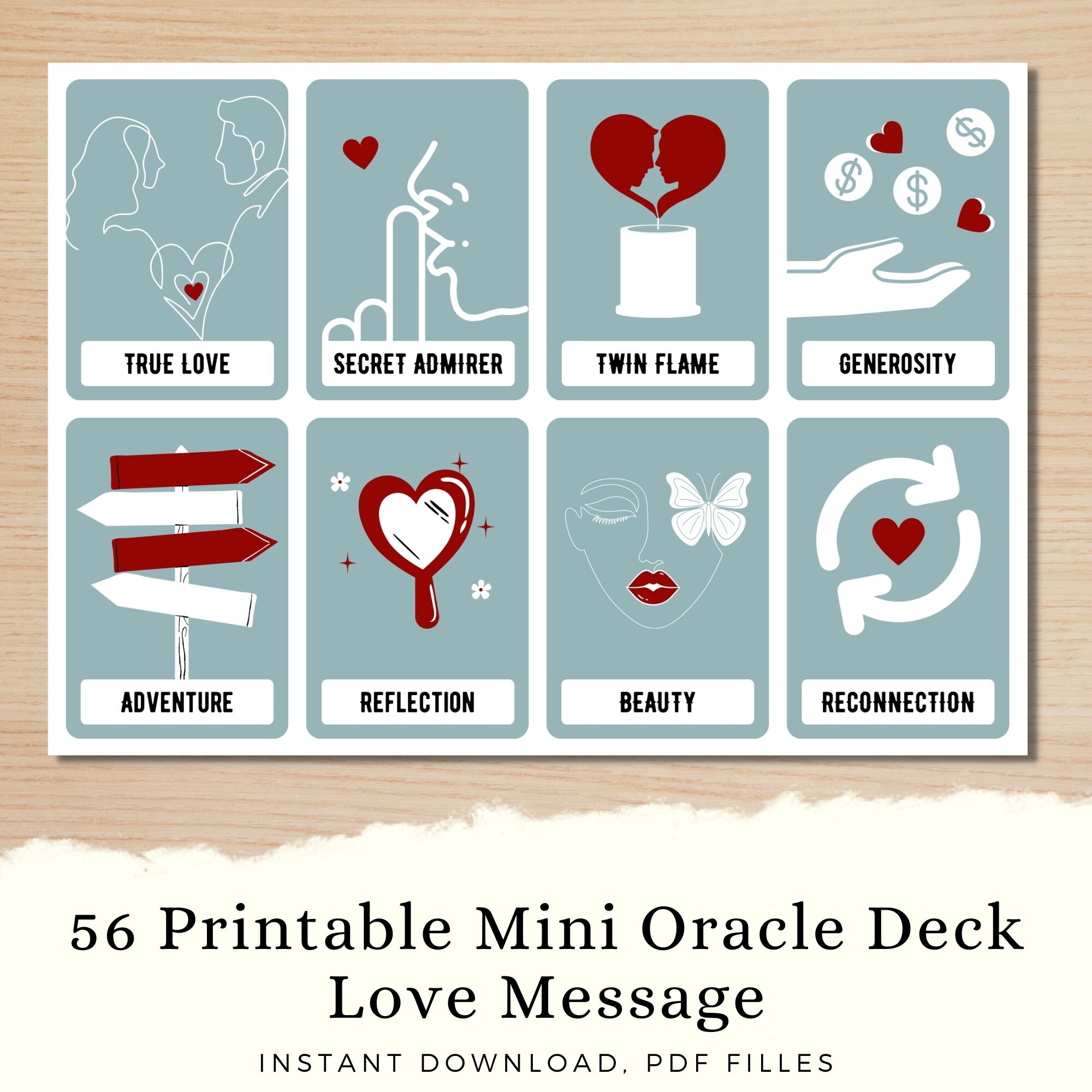 56 Printable Mini Oracle Card Deck, Message Oracle Card, Printable ...