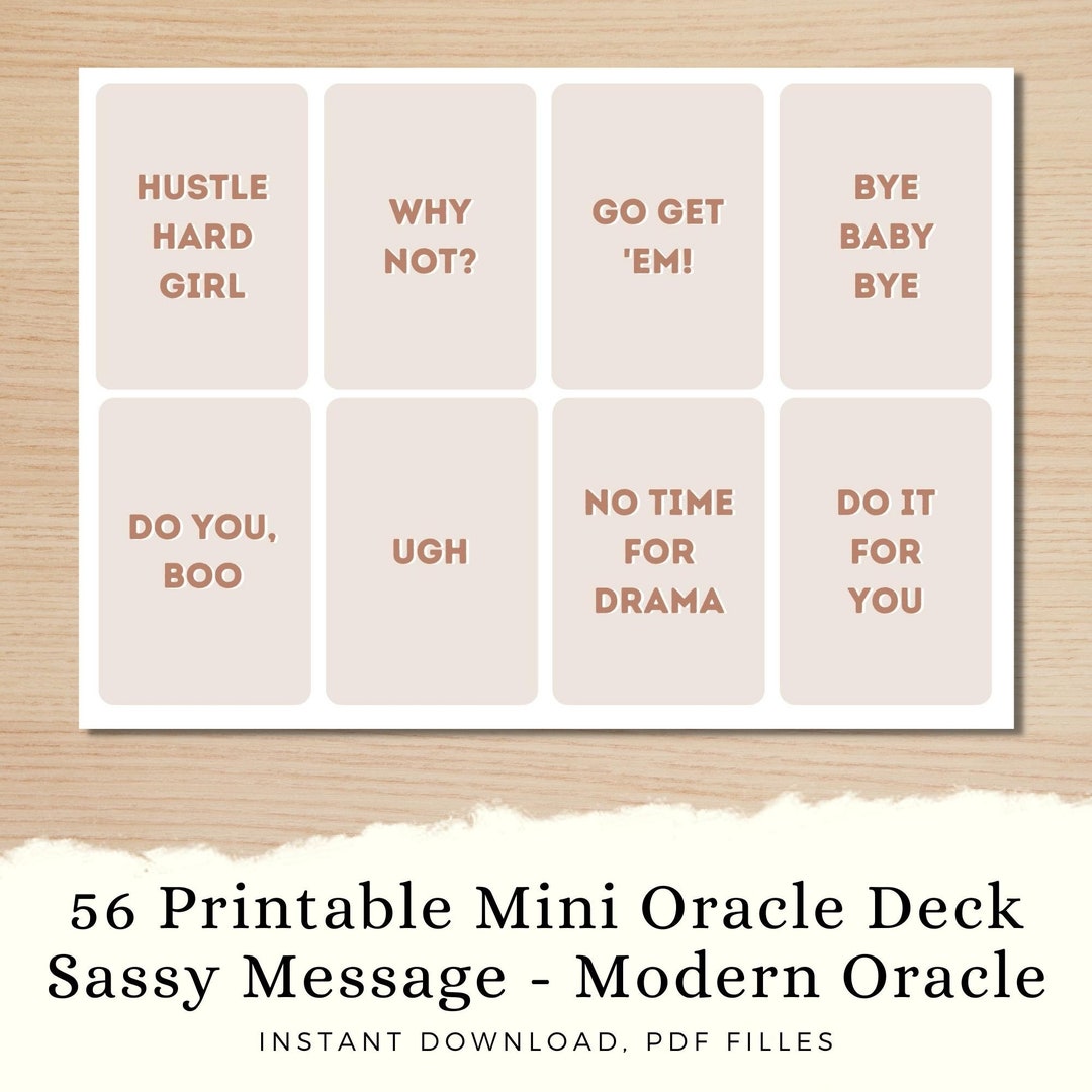 56 Printable Mini Oracle Card Deck, Sassy Oracle Card, Message Oracle ...