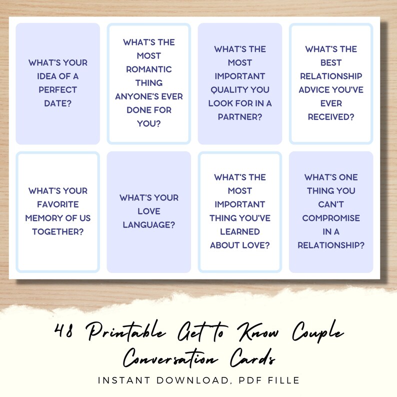 48 Printable Get to Know Couple Conversation Card,couple Conversation ...