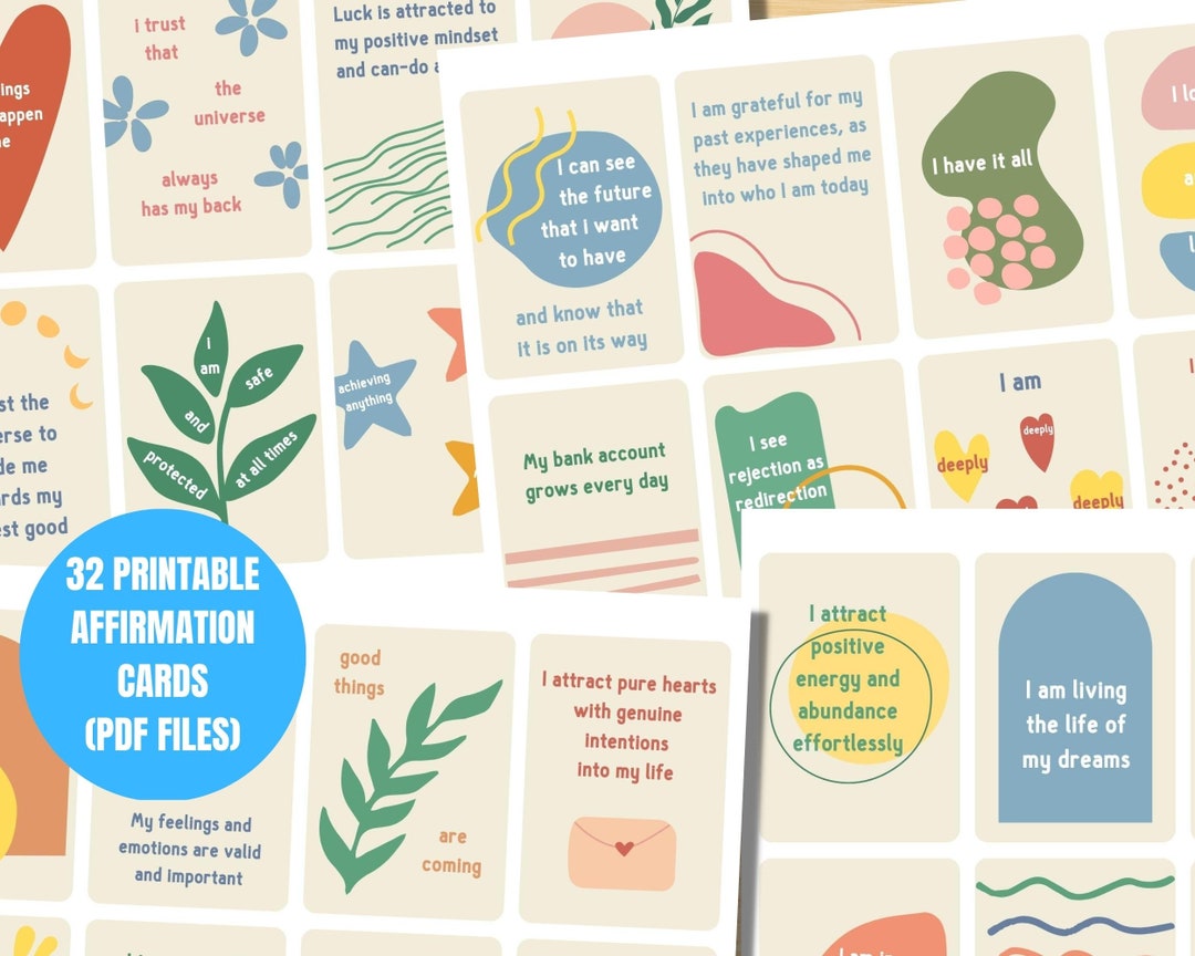 32 Printable Affirmation Card, Lucky Girl Affirmations, Daily ...