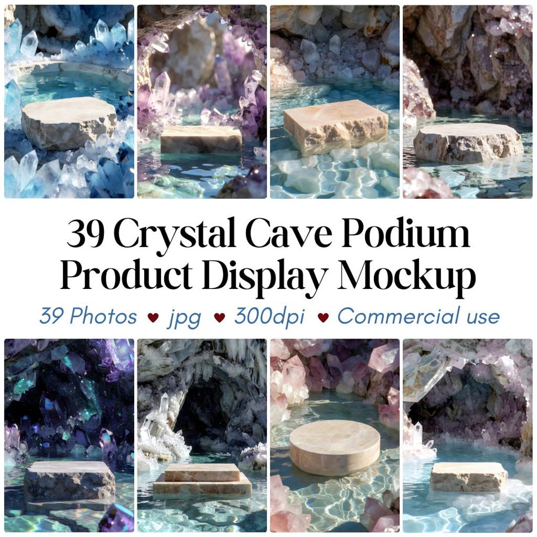 39 Crystal Cave Product Display Mockup Bundle | Podium Backgrounds ...