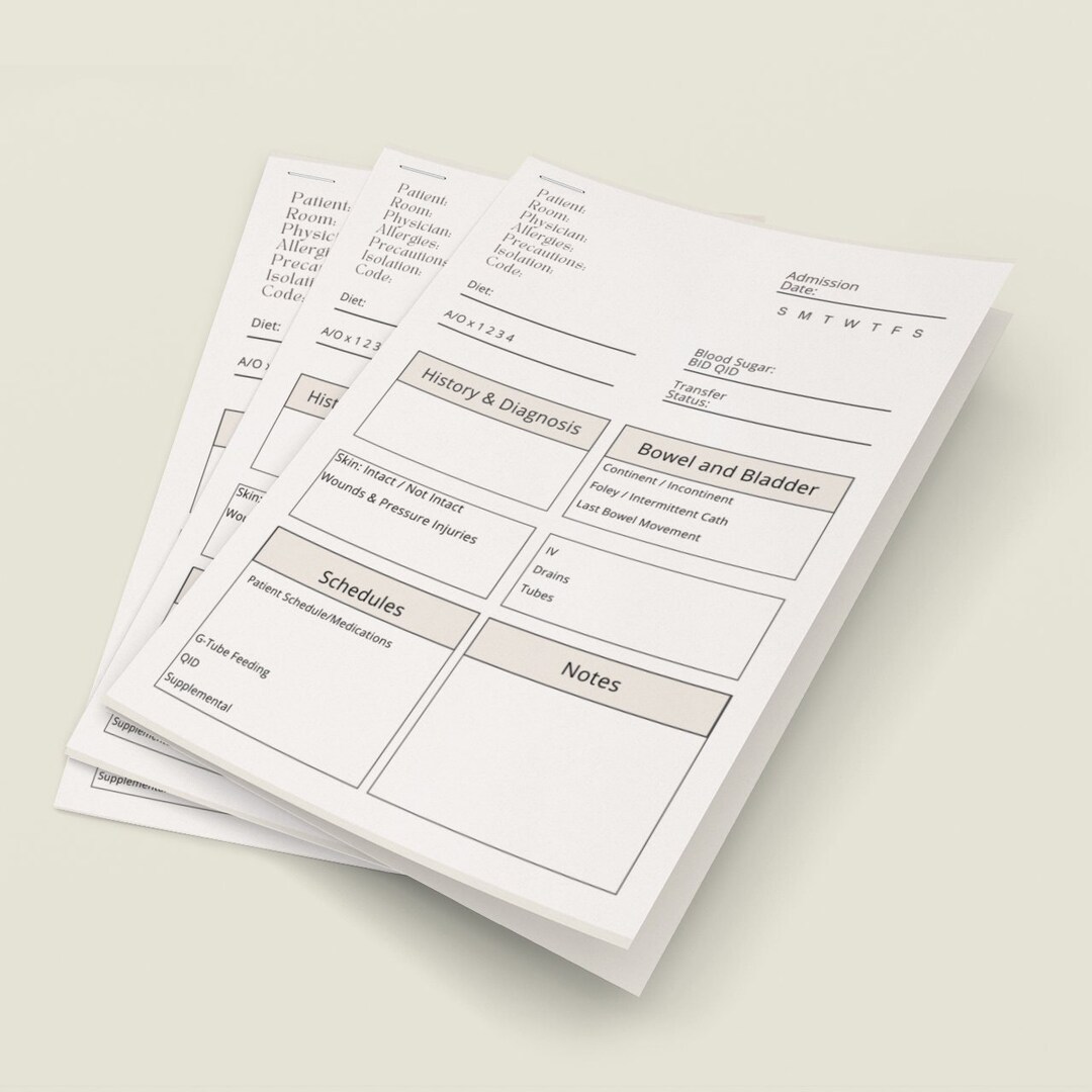 RN | Nurse Report Sheet | CNA LPN Report Sheet | Nursing Student Report ...