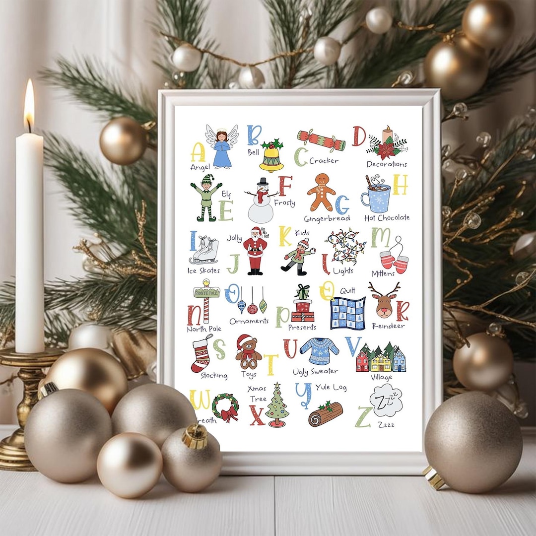 ABC Holiday Christmas Poster for Kids - Etsy UK