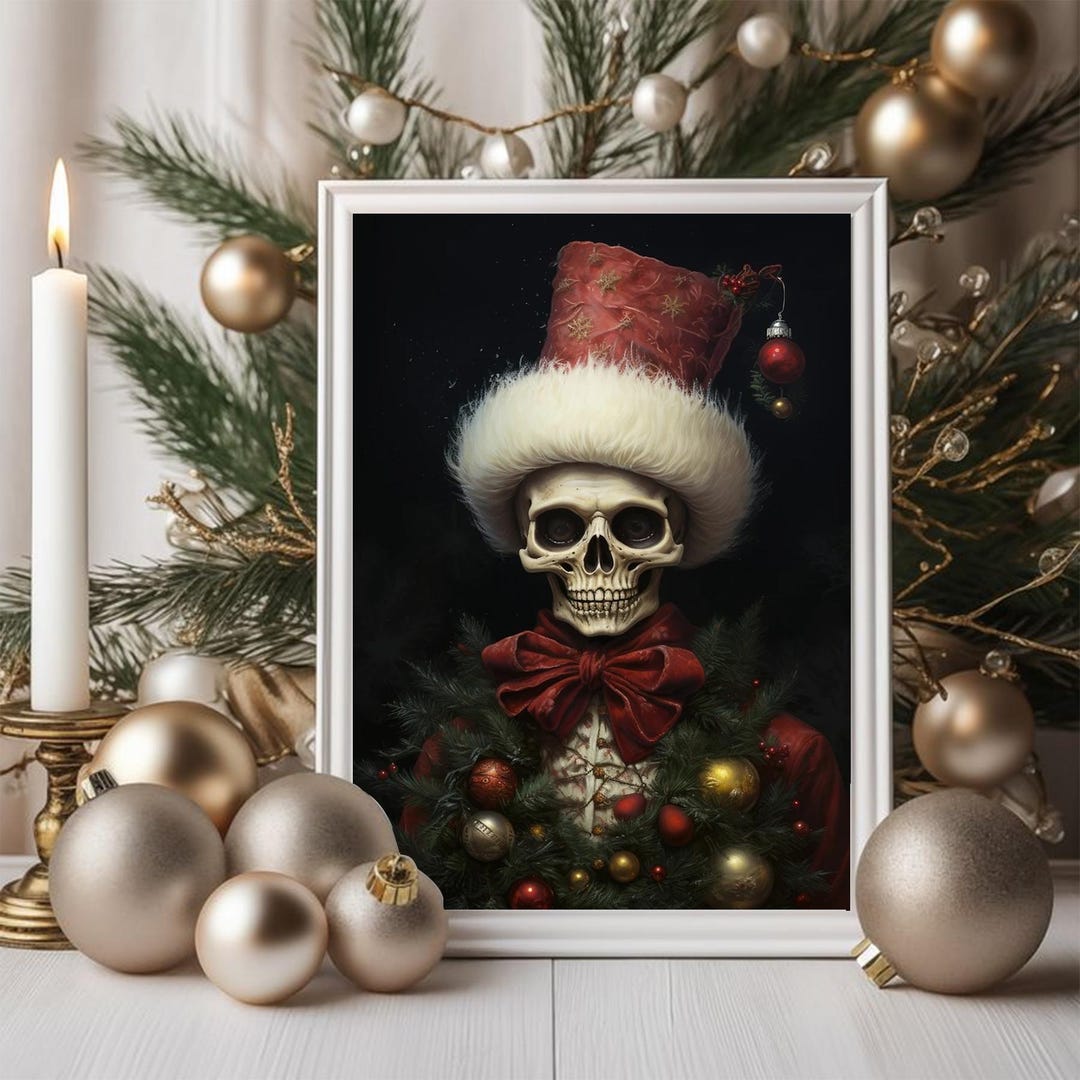Macabre and Spooky Christmas Skeleton Poster - Etsy